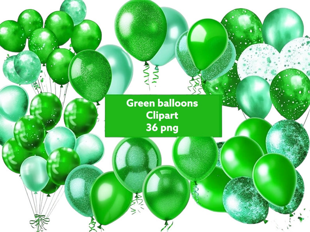 Vibrant Green Balloons Clipart, Transparent Background, High Quality ...