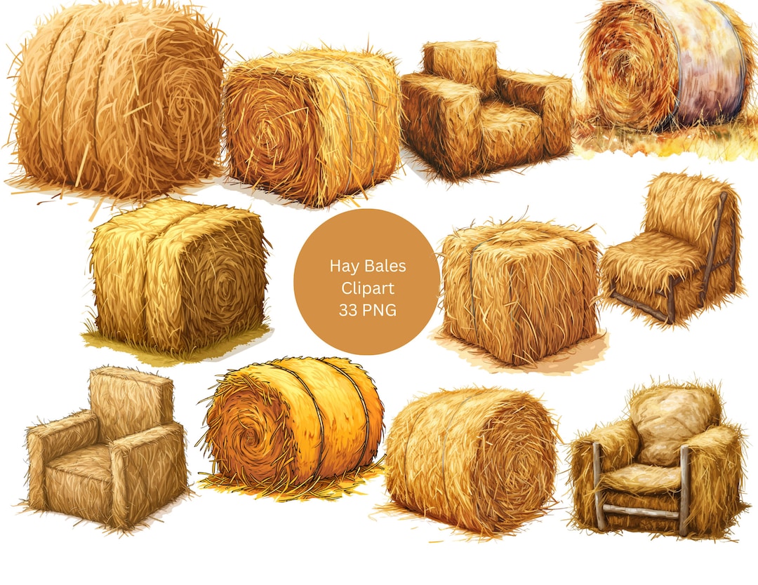 Hay Bales Clipart, PNG Individual Images on Transparent Background ...