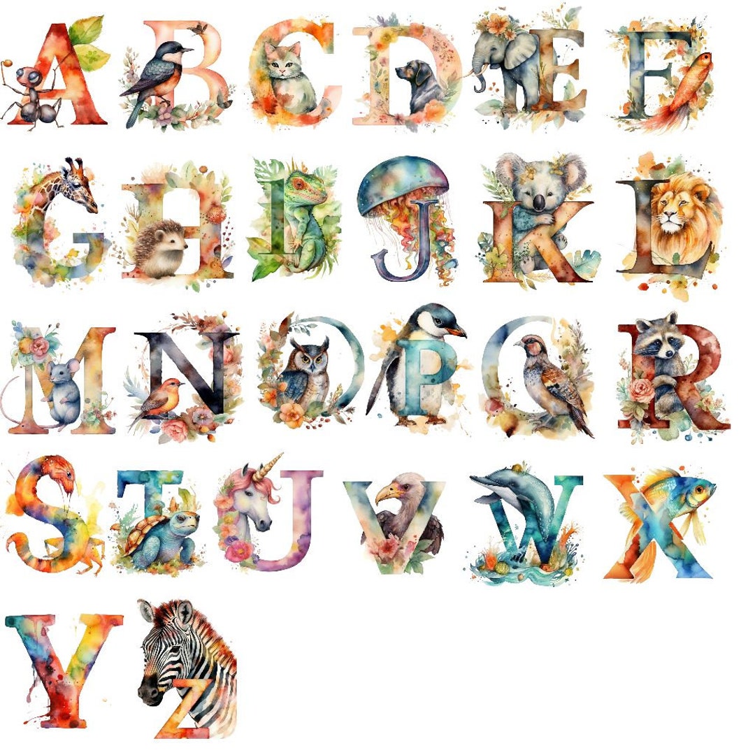 Cute Animals FONT, Cute Animals Alphabet Png, Cute Animals Png Files ...
