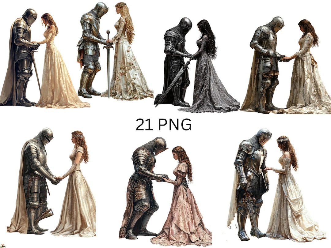 Knight and Princess Clipart Set - 21 PNG Digital Download - Medieval ...