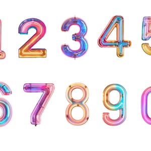 Neon Numbers Clipart, Transparent Background, High Quality, Clipart ...