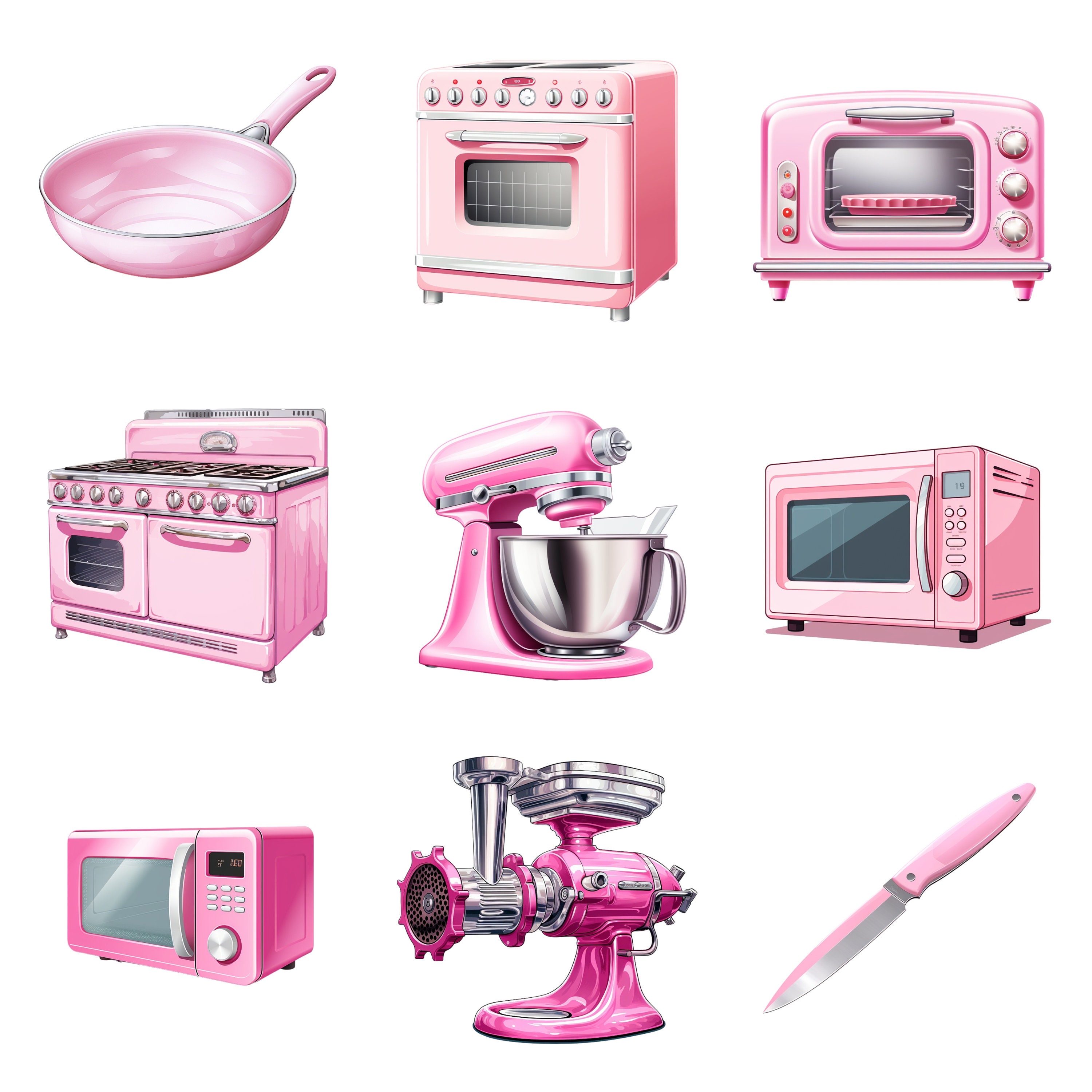 Clipart Pink Kitchen Kitchen PNG Digital Files on - Etsy