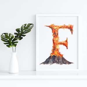 Watercolor Volcano Alphabet Clipart, PNG Individual Images on ...