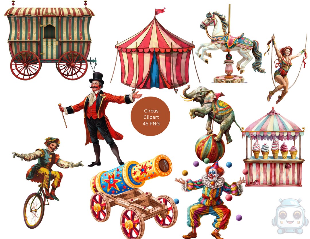 Circus Clipart, Carnival PNG Individual Images on Transparent ...