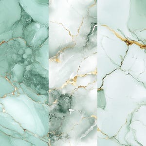 Green Marble Digital Paper, Elegant Gold Vein Texture Backgrounds for ...