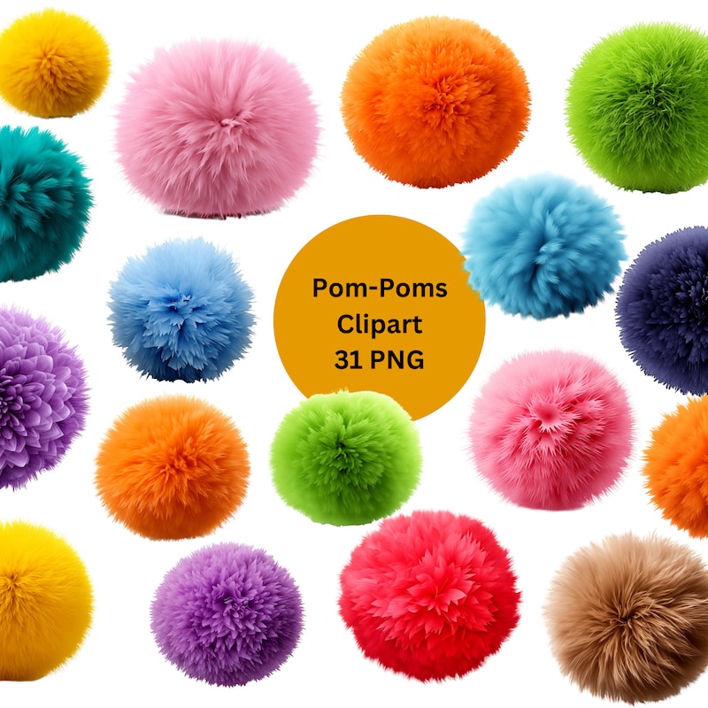 Pom Poms Clipart - Etsy
