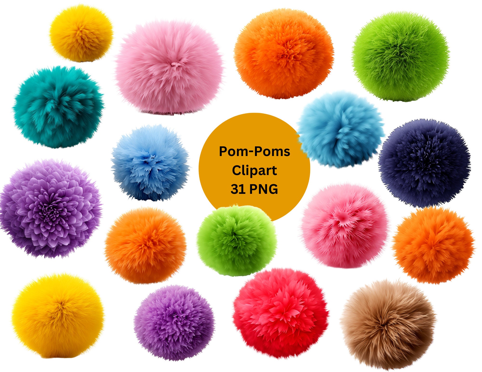 Pom-poms Clipart Pom Pom PNG Transparent Background - Etsy Australia