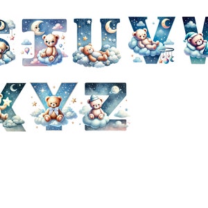 Sleeping Teddy Bear Alphabet, Letters Png, Alphabet Png, Instant ...