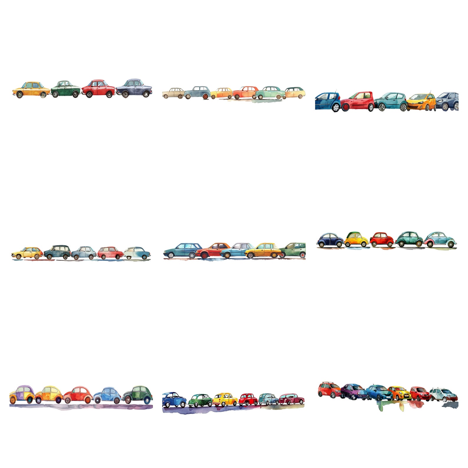 20 Car Borders Watercolor Clipart, Border Clipart, PNG Individual ...