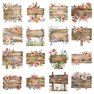 Watercolor Wooden Sign, PNG Digital Files on Transparent Background ...