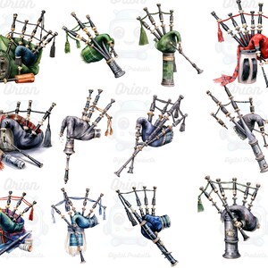 Watercolor Bagpipes Clipart, Instruments Clipart, PNG Digital Files on ...