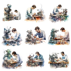 29 Robotics Watercolor Clipart, Technology Clipart, PNG Individual ...