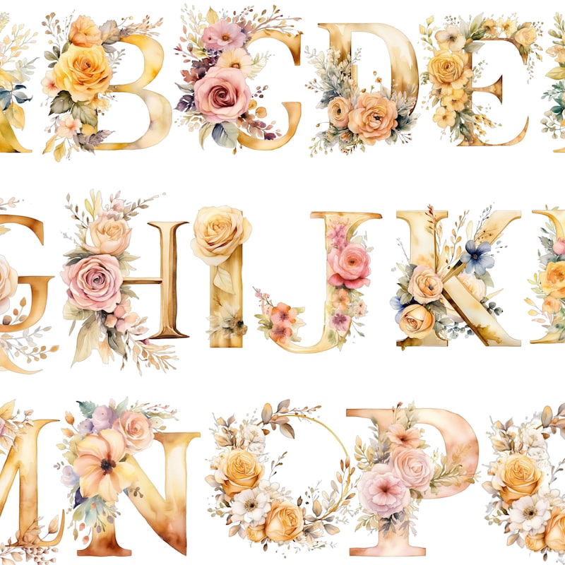Floral Alphabet Png - Etsy