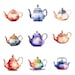 24 Elegant Teapots Watercolor Clipart, Tea Clipart, PNG Individual ...