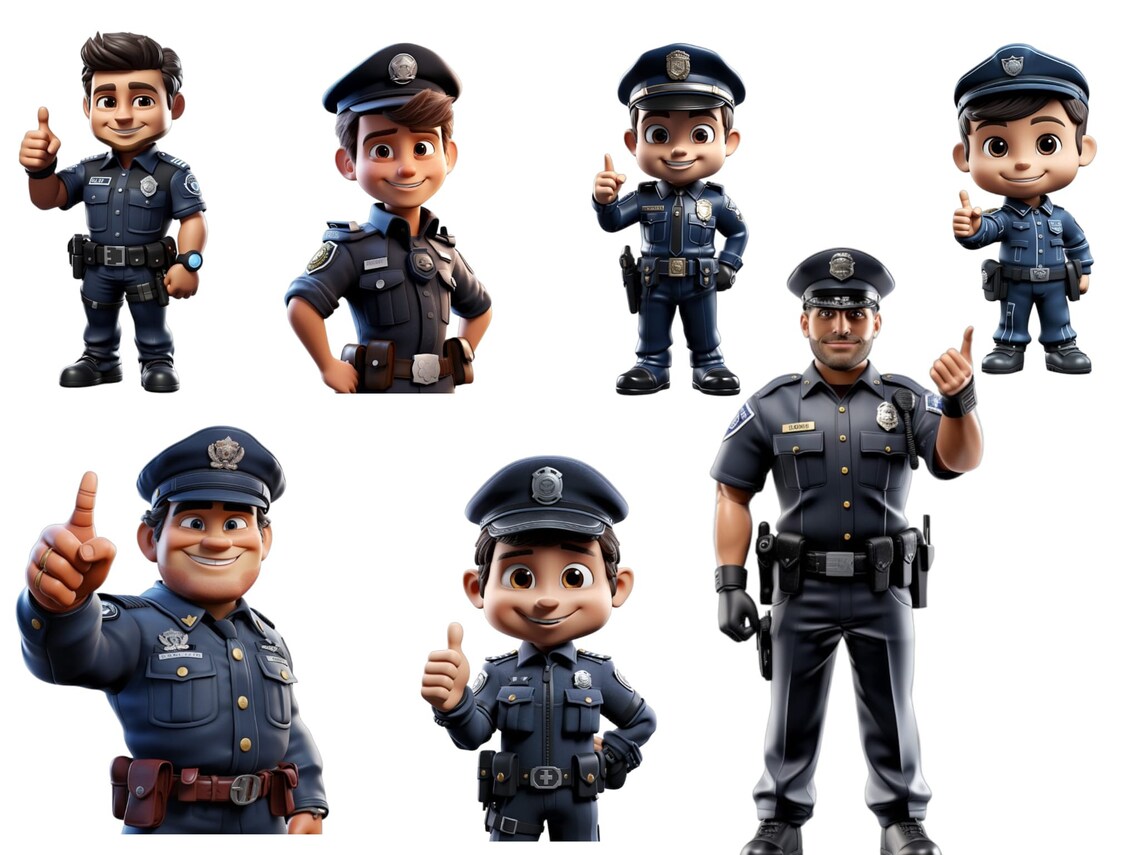 Policeman Animated Clipart PNG Digital Files on a Transparent - Etsy