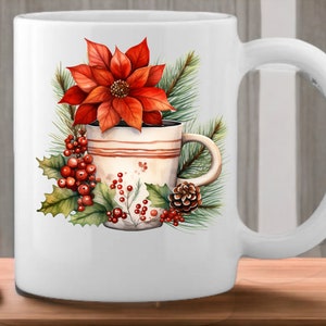 Watercolor Christmas Mugs Clipart, PNG Digital Files on Transparent ...