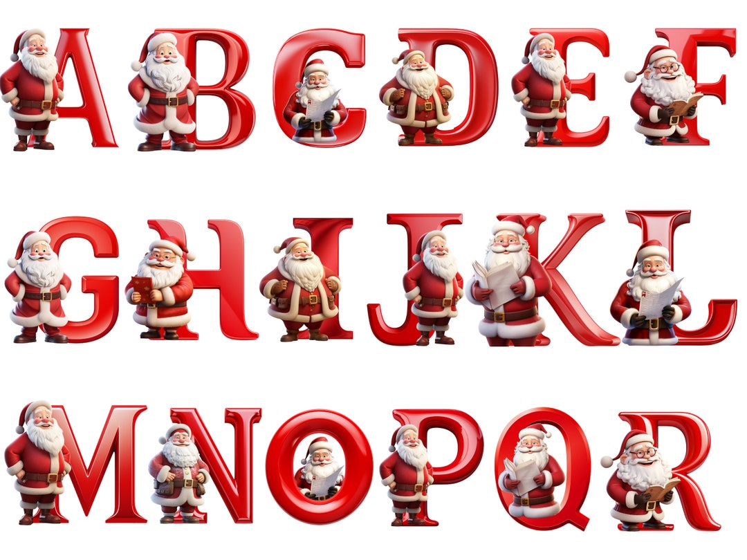 Santa Claus Alphabet, Letters Png, Alphabet Png, Instant Download for ...