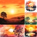 23 Sunrise Sunset Portraits PNG Files, Half Watercolour, Illustration ...