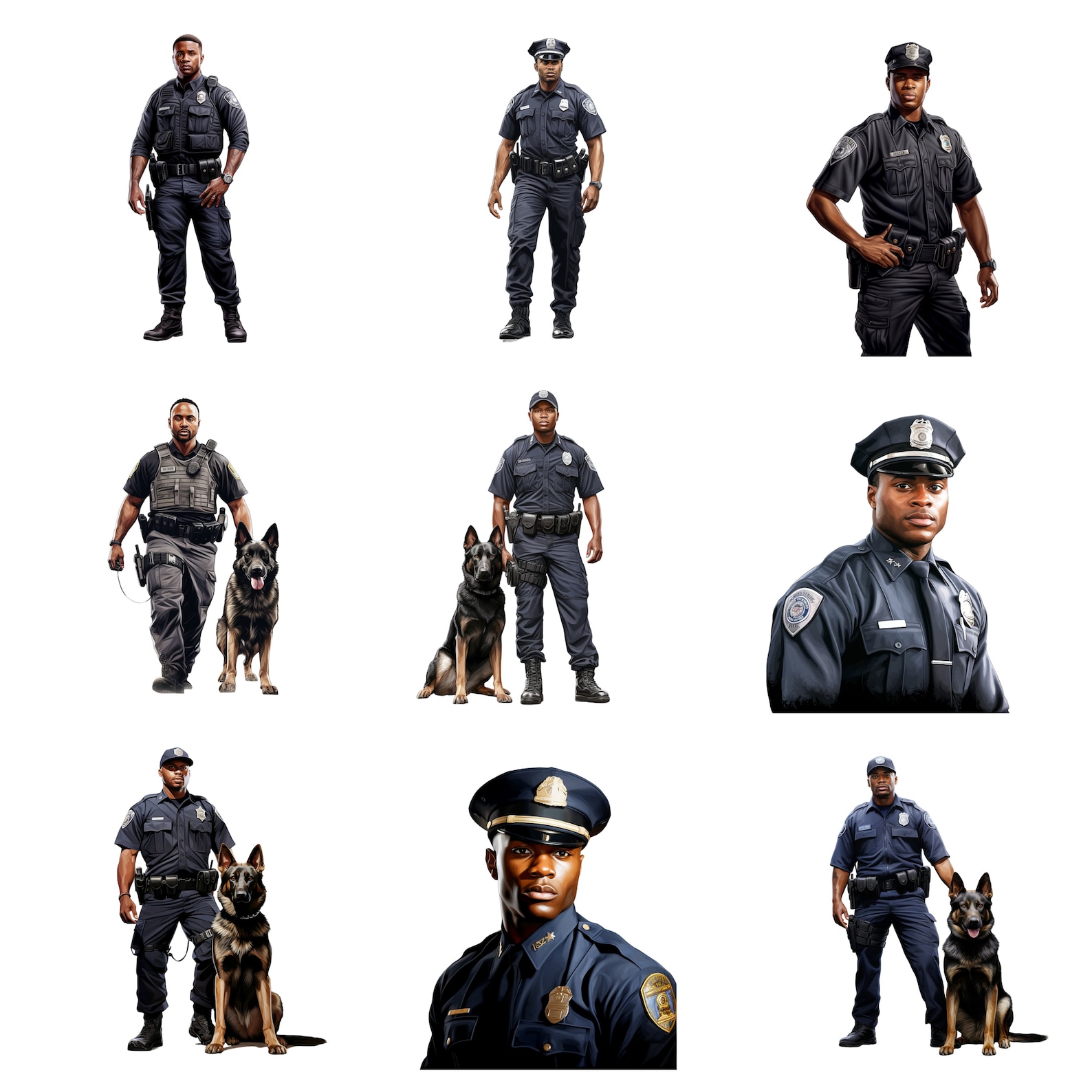 45 Black Men Police Officers Clipart, Men of Color, Police Clipart, PNG ...