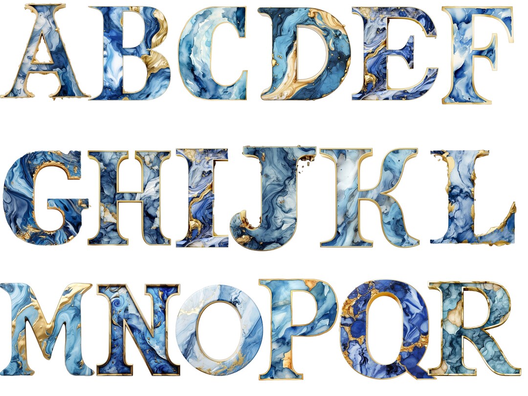Blue Marble Alphabet Clipart , Marble Alphabet, Transparent Background ...