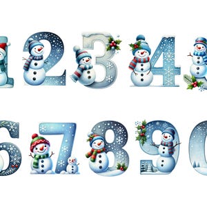 Happy Snowman Numbers Clipart, Snowman Numbers Clipart, PNG Individual ...