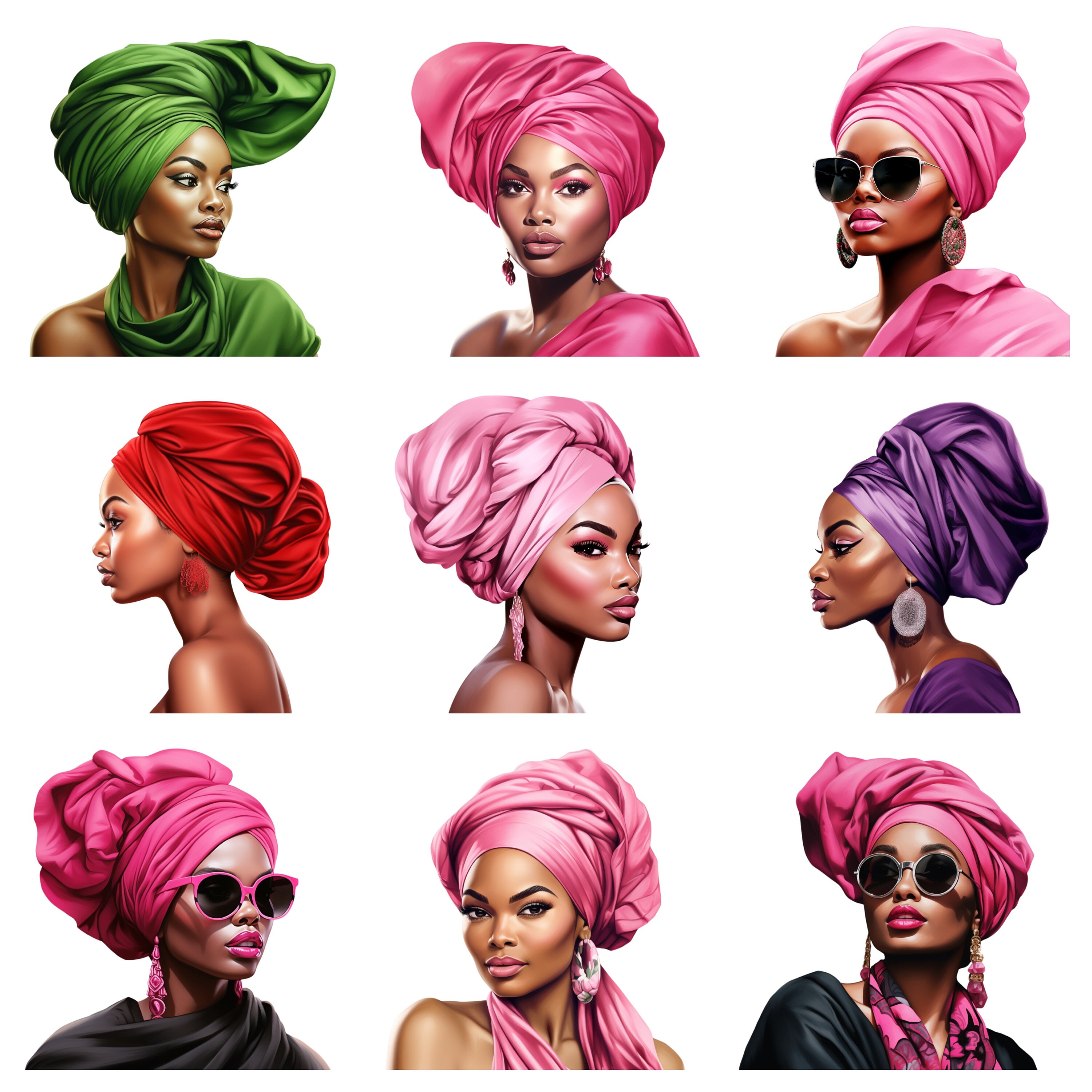 47 Black Women With Turbans Clipart, Women of Color, Fashion Clipart ...
