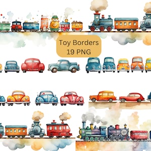 Watercolor Toy Borders Clipart, PNG Digital Files on Transparent ...
