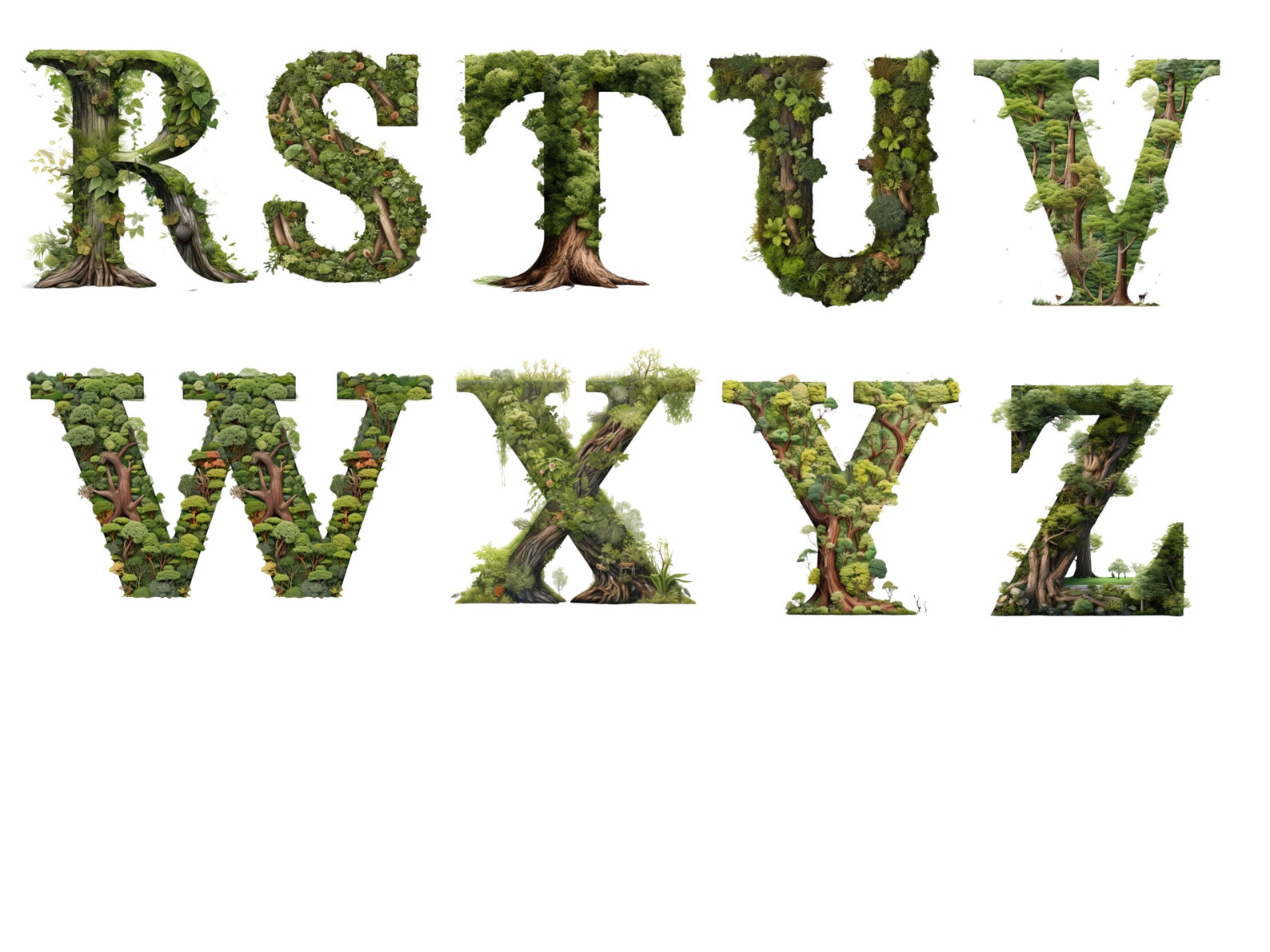 Trees Alphabet Clipart Alphabet Transparent Background - Etsy