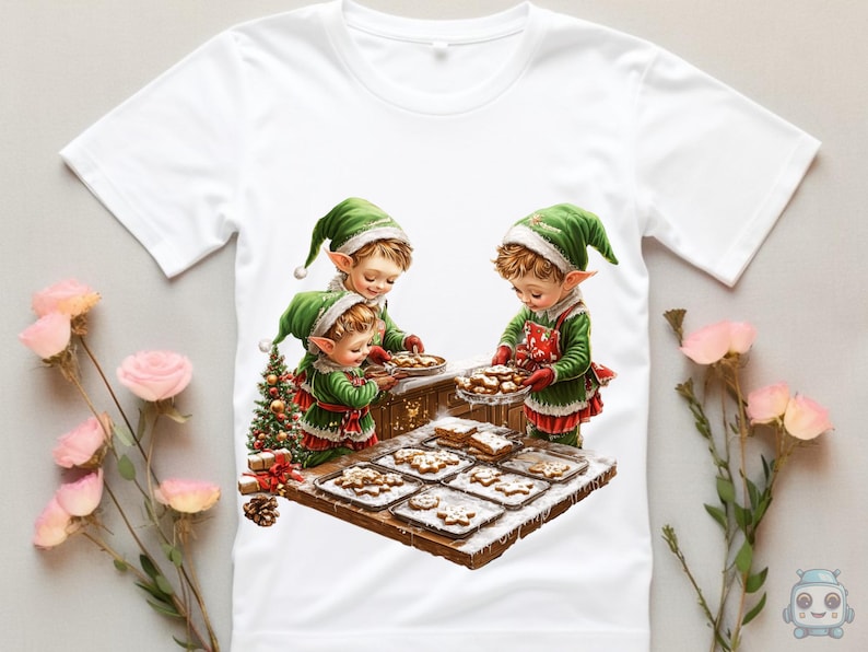 21 Christmas Elves Baking Cookies Watercolor Clipart, Christmas Clipart ...