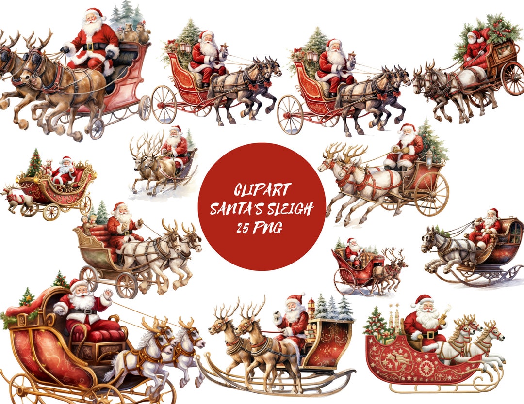 Clipart Santa's Sleigh , Christmas Png, Instant Download for Commercial ...