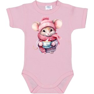 Watercolour Cute Winter Mouse , Pink Mouse Png, Clipart Bundle ...