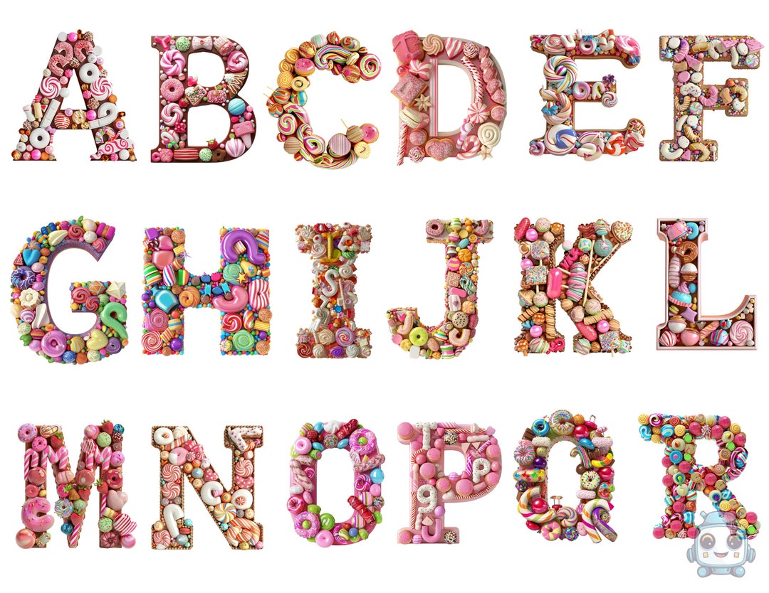 Candy Alphabet Clipart, Candy Letters, Transparent Background, High ...