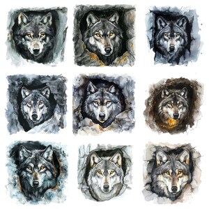 27 Wolves in Caves Clipart, Watercolor Clipart, PNG Individual Images ...