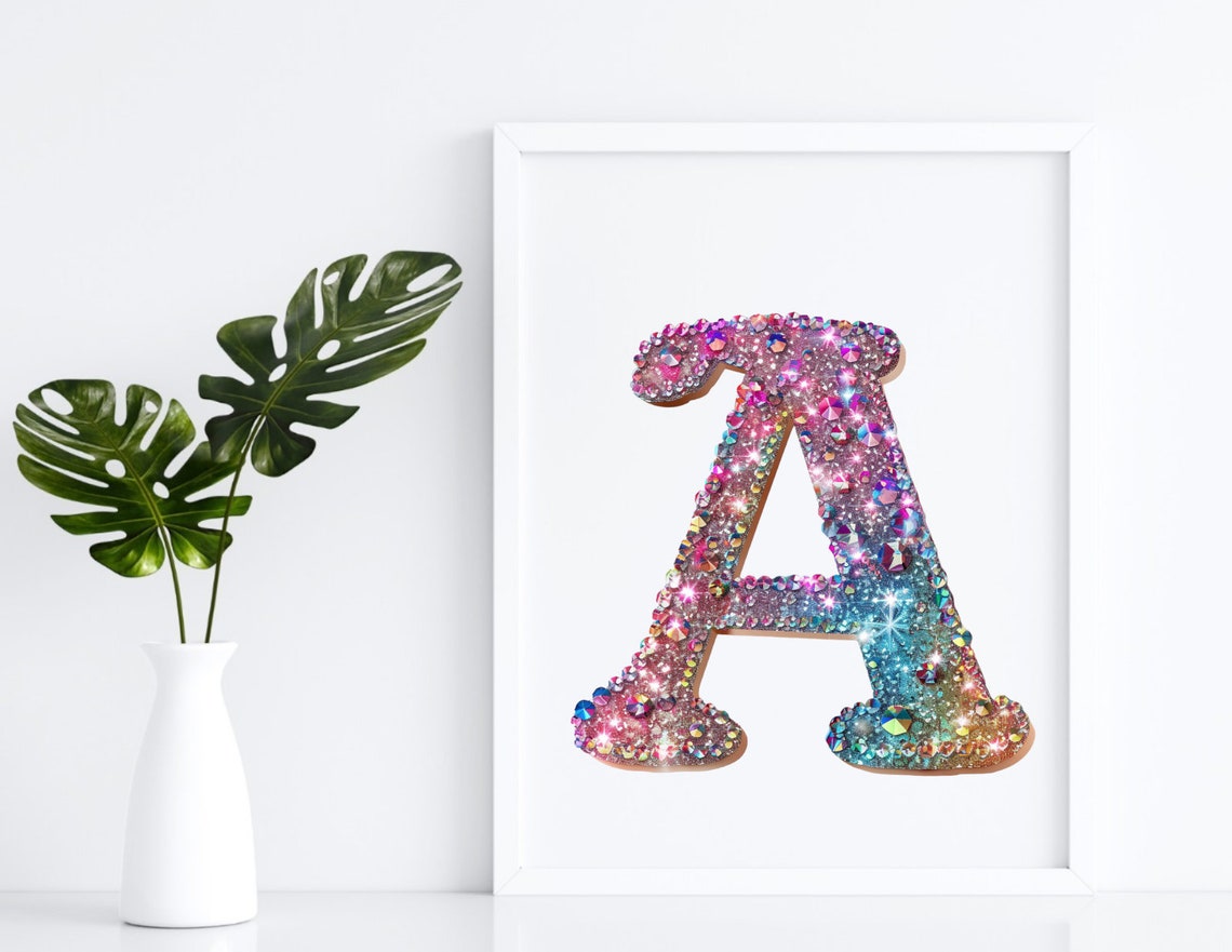 Watercolor Colorful Glitter Alphabet Clipart, PNG Individual Images on ...