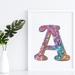 Watercolor Colorful Glitter Alphabet Clipart, PNG Individual Images on ...
