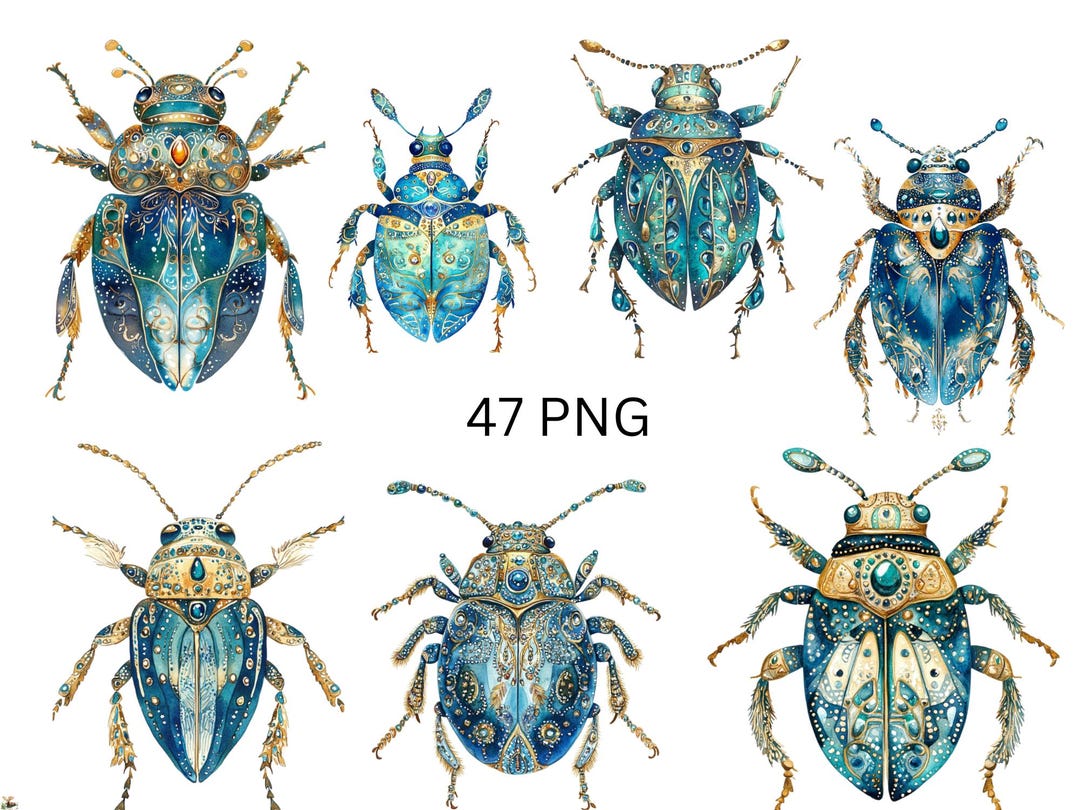 Ornate Watercolor Beetle Clipart - 47 Intricate Insect Illustrations ...