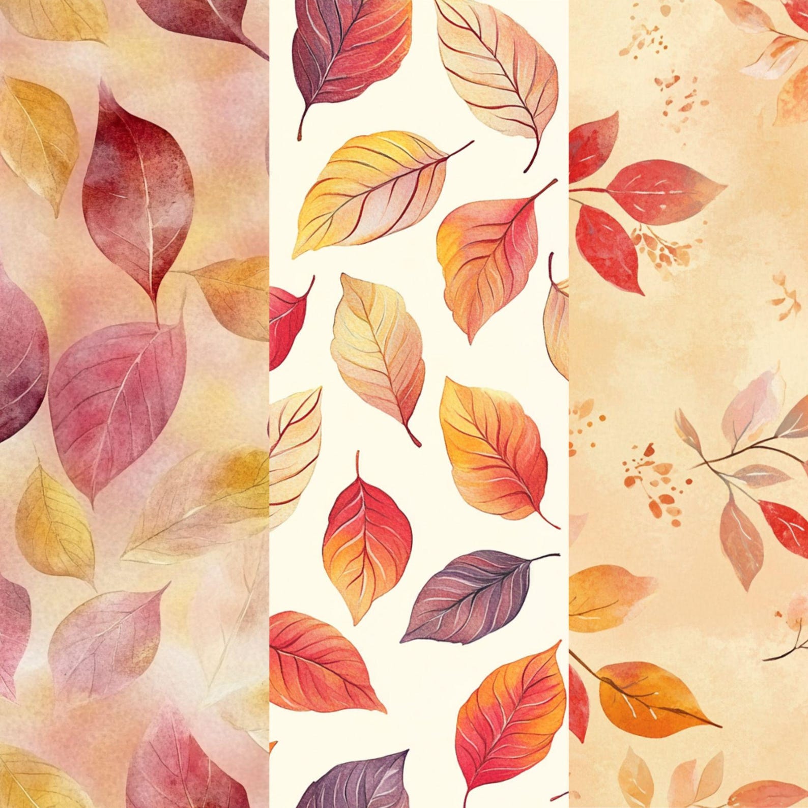 Autumn Leaves Digital Paper Bundle, Fall Leaf Backgrounds for ...