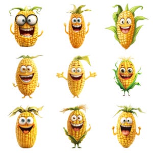 61 Funny Corns Clipart, Whimsical Clipart, Cute Corns, PNG Individual ...