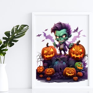 Halloween Zombie Watercolor Clipart, Halloween Clipart, PNG Individual ...
