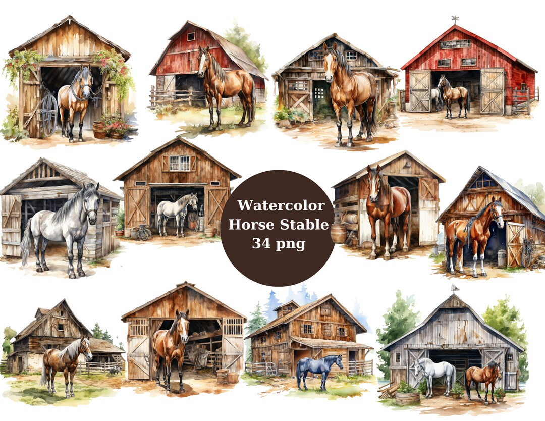 Watercolor Horse Stable, Horse, Horse Png, Download for Commercial Use ...