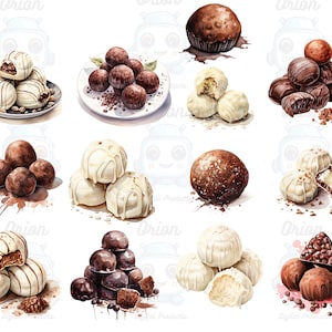 Truffles Watercolor Clipart, Belgian Truffes Clipart, Chocolate PNG ...