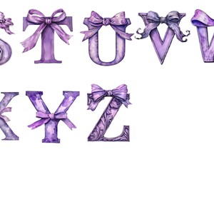 Watercolor Purple Bow Alphabet, Bow Letter Instant Download for ...