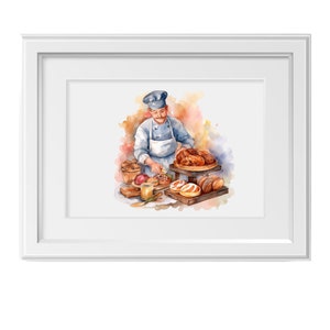 Watercolor Bakers Clipart, PNG Digital Files on a Transparent ...