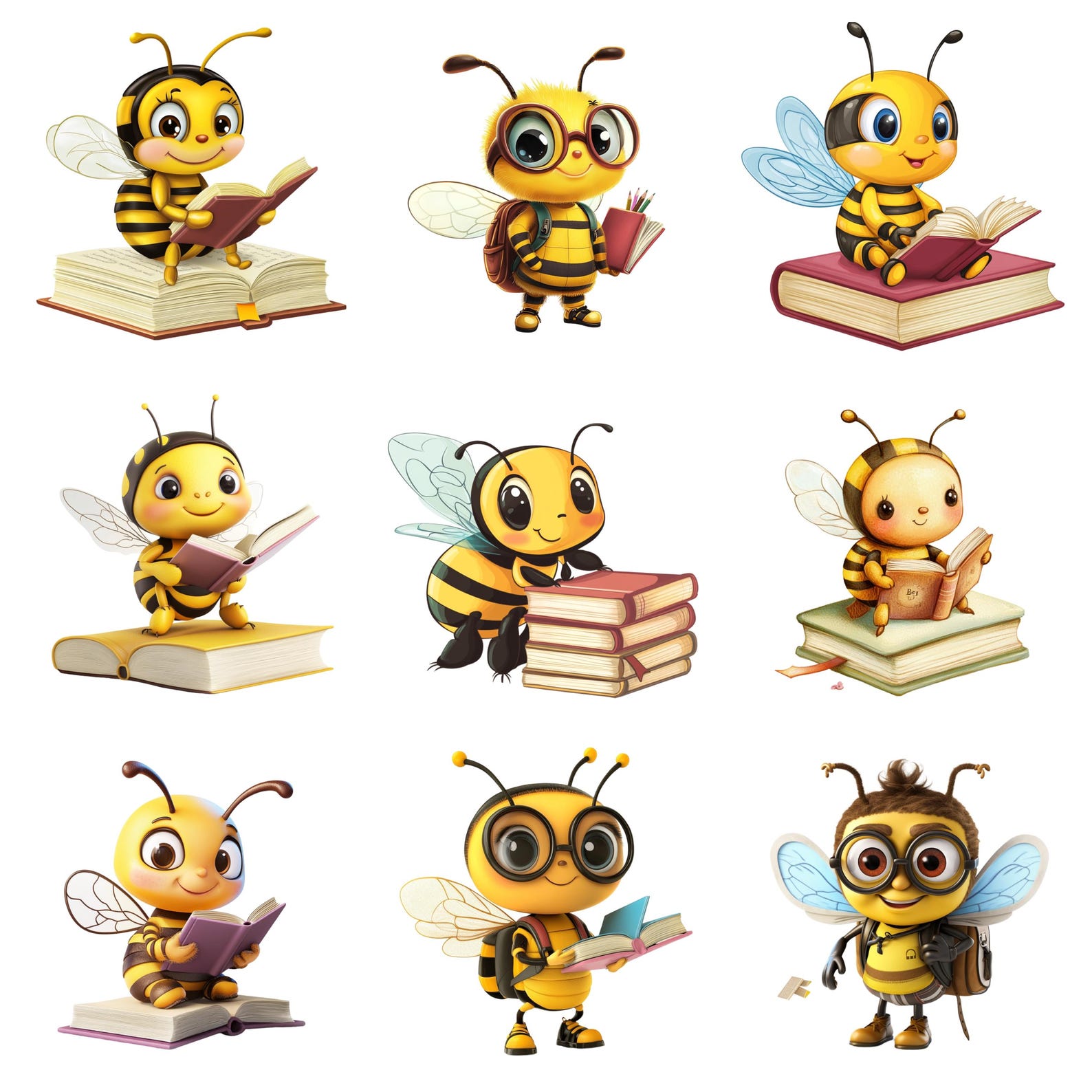 50 Preschool Bees Clipart, School Clipart, Adorable School Bees, PNG ...