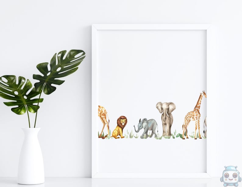 32 Safari Borders Watercolor Clipart, Border Clipart, PNG Individual ...