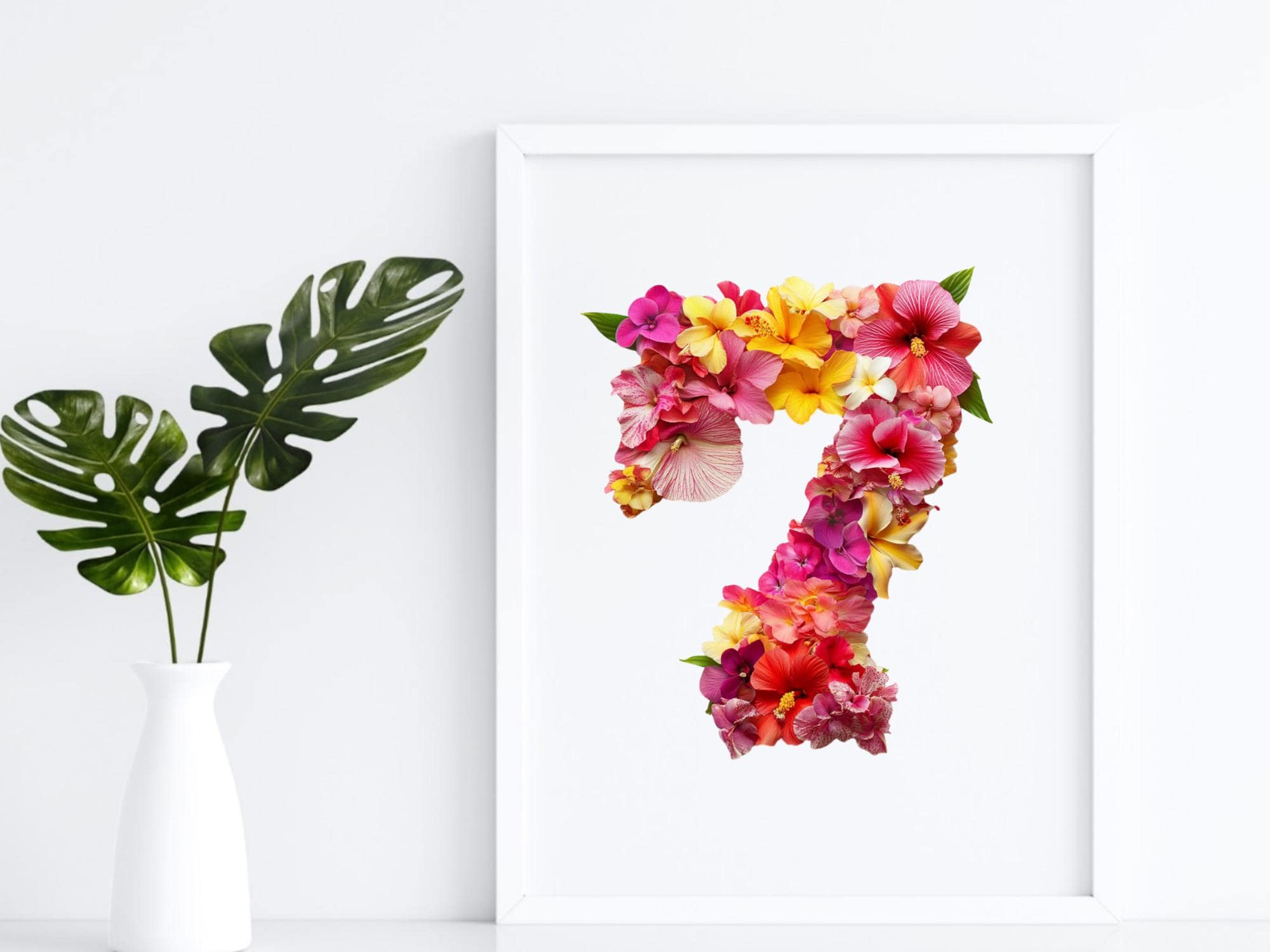 Tropical Floral Numbers Clipart - Vibrant Flower Number PNG Individual ...