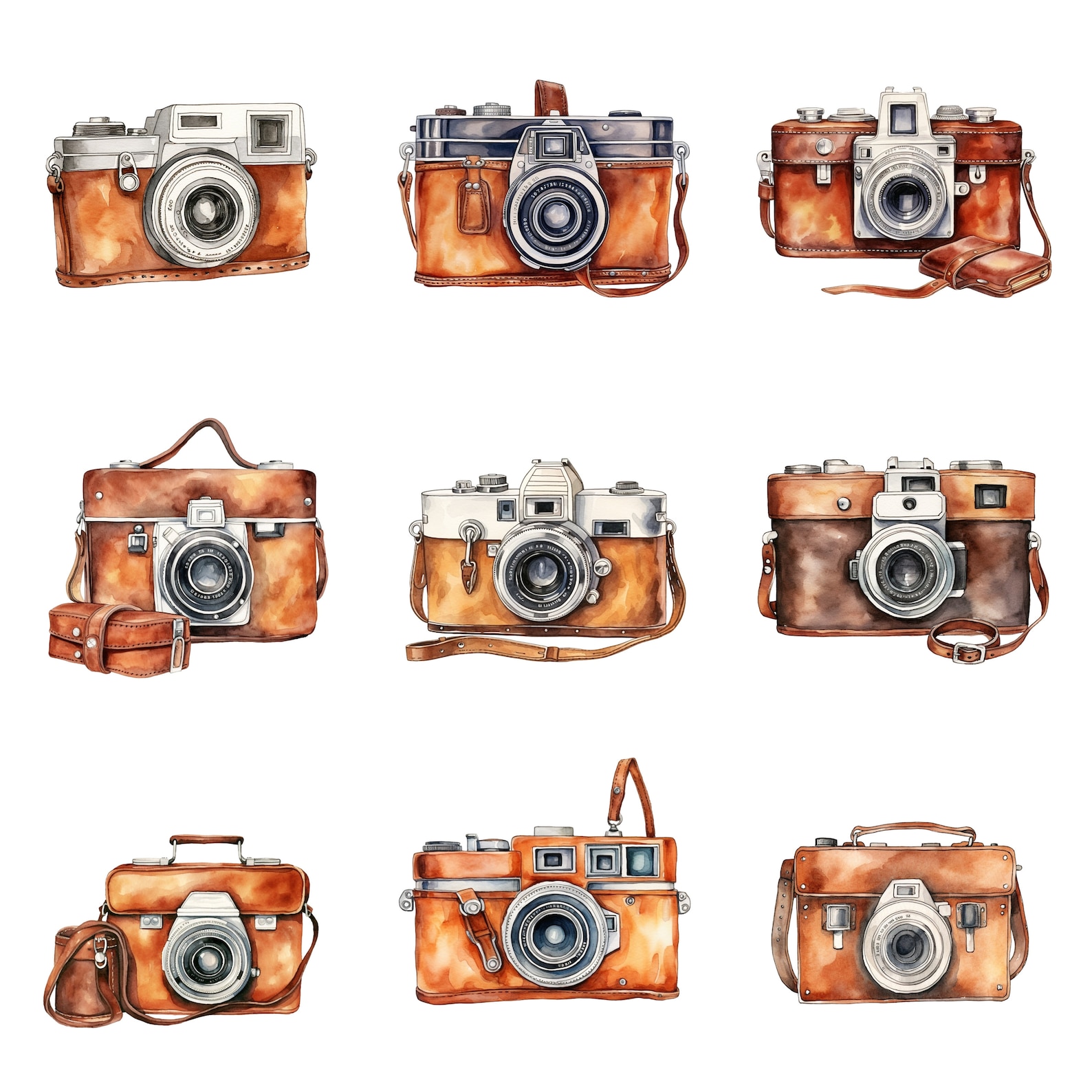 32 Retro Cameras Watercolor Clipart, Photography Clipart, PNG ...