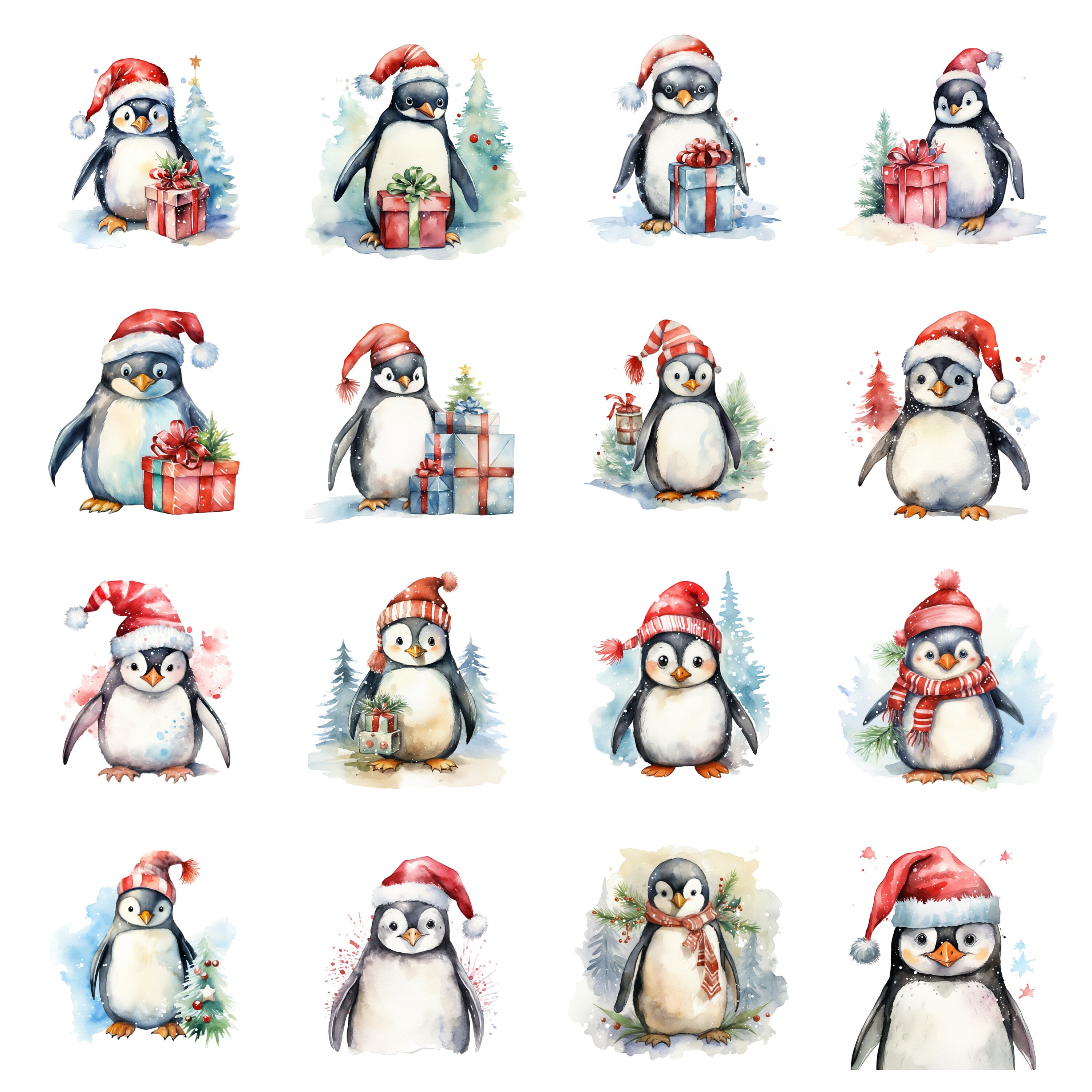 Watercolor Christmas Penguin, Penguin, Christmas, Transparent ...