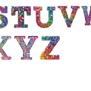 Watercolor Colorful Glitter Alphabet Clipart, PNG Individual Images on ...