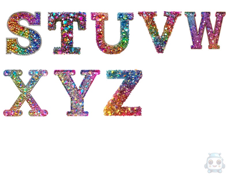 Watercolor Colorful Glitter Alphabet Clipart, PNG Individual Images on ...